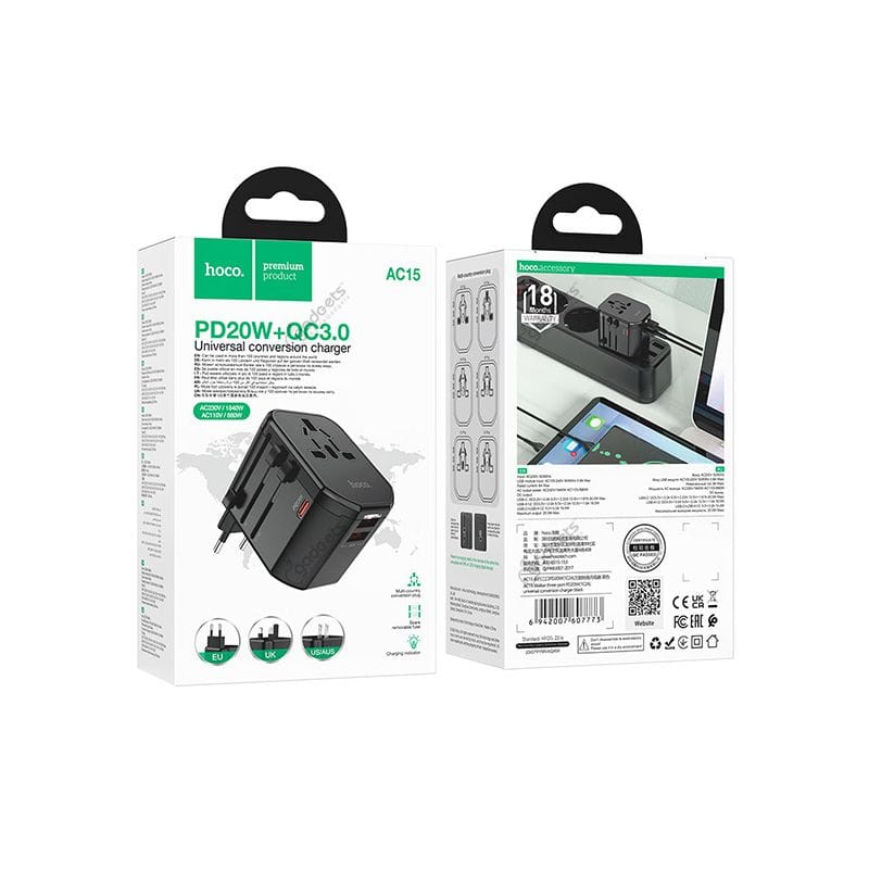 Hoco AC15 3-port PD20W Universal Charger | Usedbd